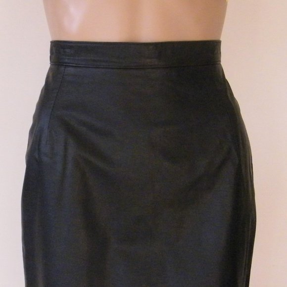 Maxima | Skirts | Vintage Maxima Black Leather Pencil Skirt Size 6 ...